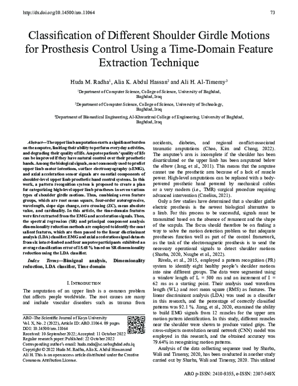 (PDF) Classification of Different Shoulder Girdle Motions for ...