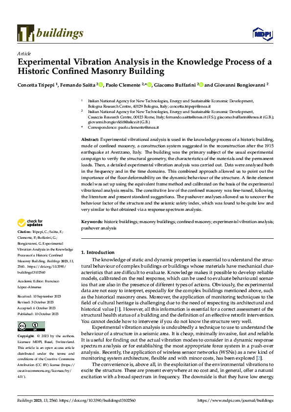 (PDF) Experimental Vibration Analysis in the Knowledge Process of a Historic Confined Masonry ...
