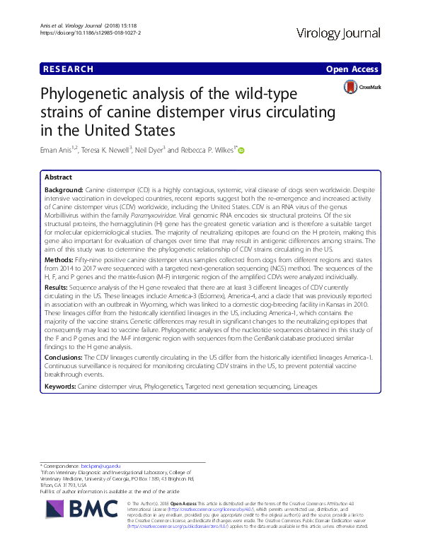 (PDF) Phylogenetic analysis of the wild-type strains of canine ...