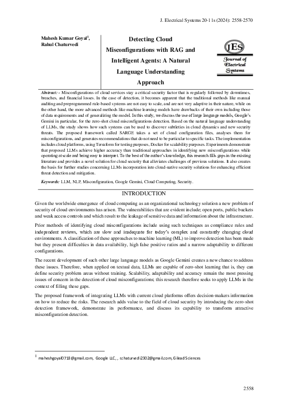 (PDF) Detecting Cloud Misconfigurations with RAG and Intelligent Agents: A Natural Language ...