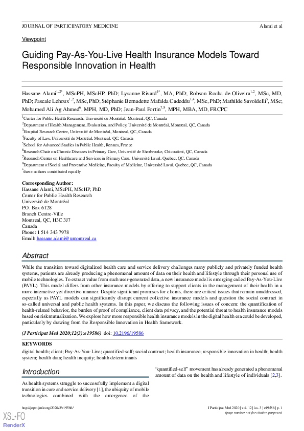 (PDF) Guiding Pay-As-You-Live Health Insurance Models Toward ...