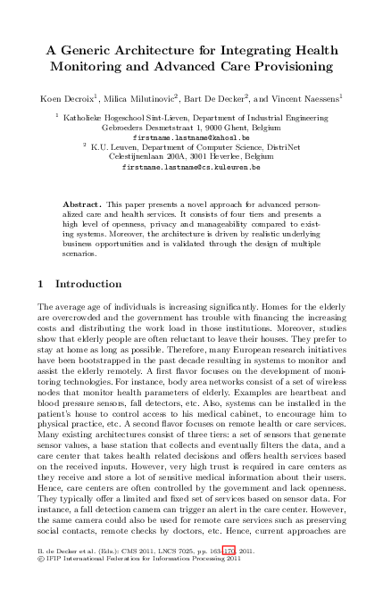 (PDF) A Generic Architecture for Integrating Health Monitoring and ...