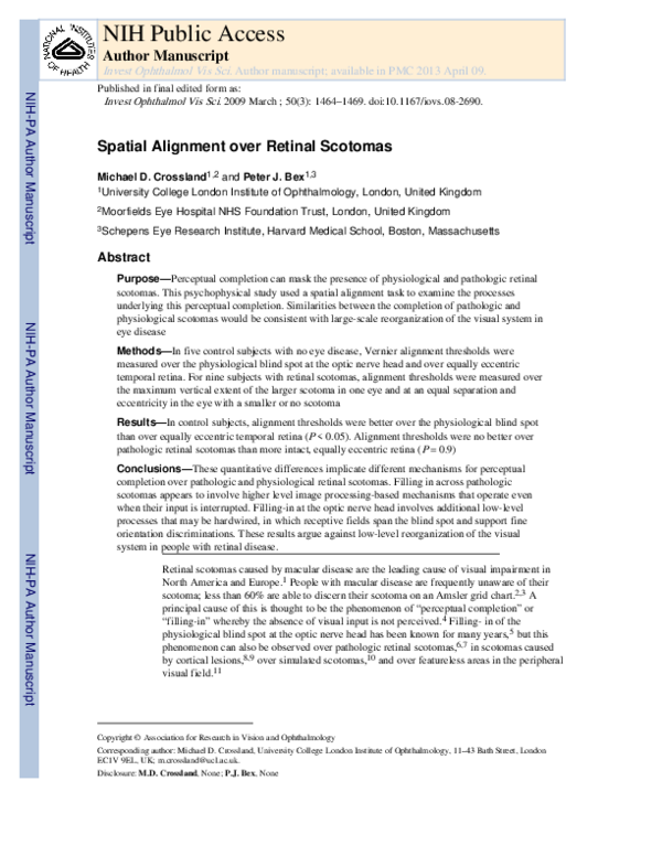 (PDF) Spatial Alignment over Retinal Scotomas