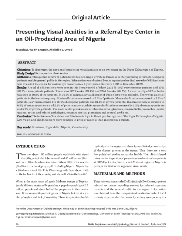 (PDF) Presenting visual acuities in a referral eye center in an oil ...