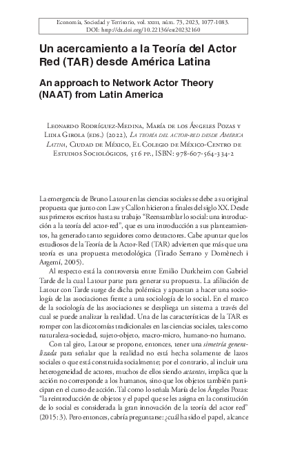 (PDF) Un acercamiento a la Teoría del Actor Red (TAR) desde América Latina