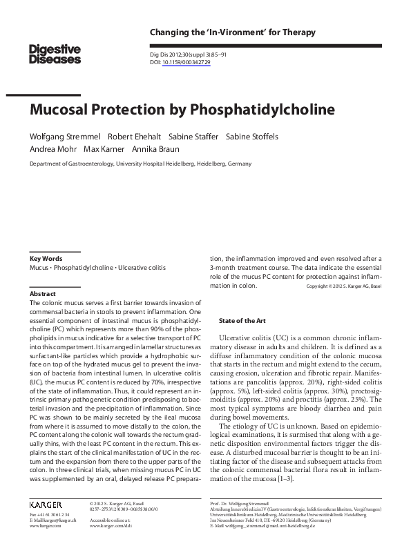 (PDF) Mucosal Protection by Phosphatidylcholine