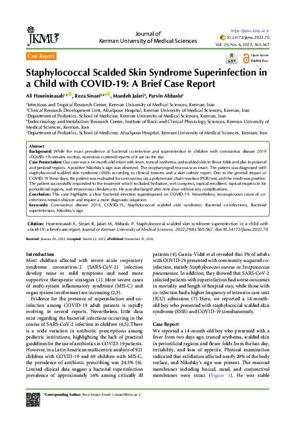 (PDF) Staphylococcal Scalded Skin Syndrome Superinfection in a Child ...