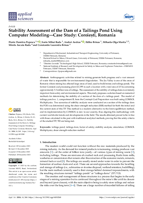 (PDF) Stability Assessment of the Dam of a Tailings Pond Using Computer Modeling—Case Study ...