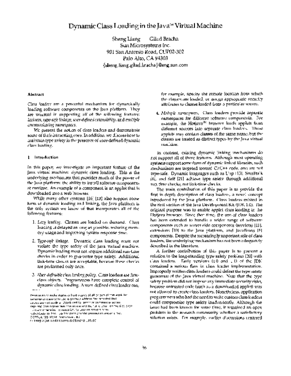 (PDF) Dynamic class loading in the Java virtual machine