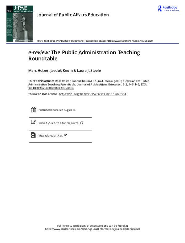 (PDF) e-review: The Public Administration Teaching Roundtable