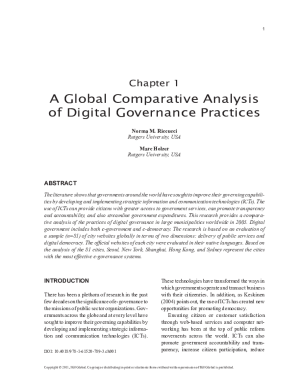 (PDF) A Global Comparative Analysis of Digital Governance Practices