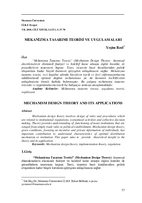 (PDF) MEKANİZMA TASARIMI TEORİSİ VE UYGULAMALARI Yeşim Reel