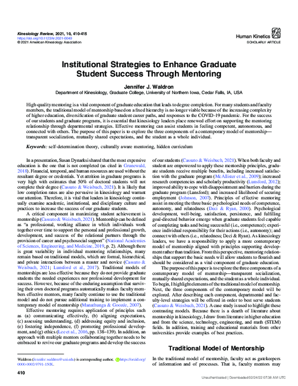(PDF) Institutional Strategies to Enhance Graduate Student Success ...