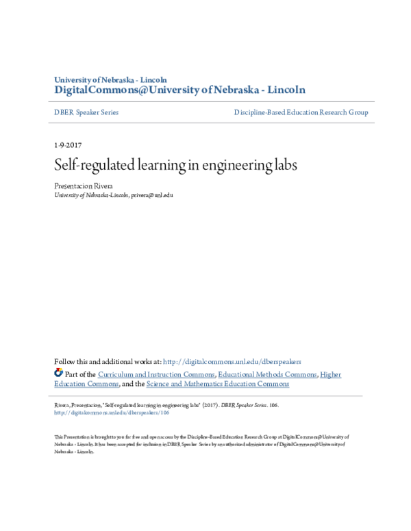 (PDF) Self-regulated learning in engineering labs