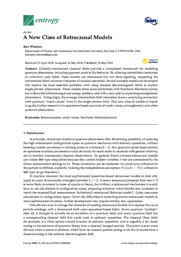 (PDF) A New Class of Retrocausal Models