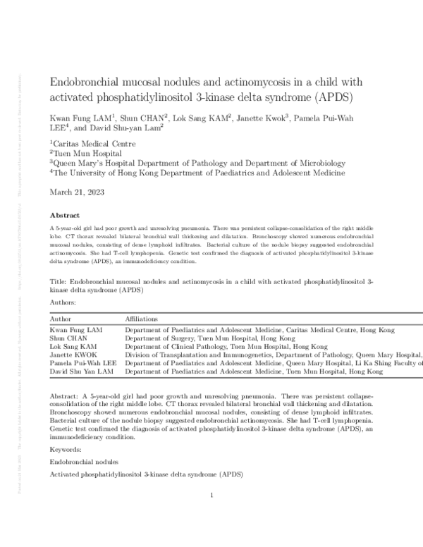 (PDF) Endobronchial mucosal nodules and actinomycosis in a child with ...