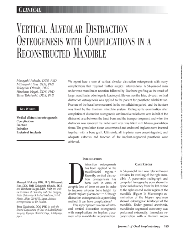 (PDF) Vertical Alveolar Distraction Osteogenesis with Complications in ...
