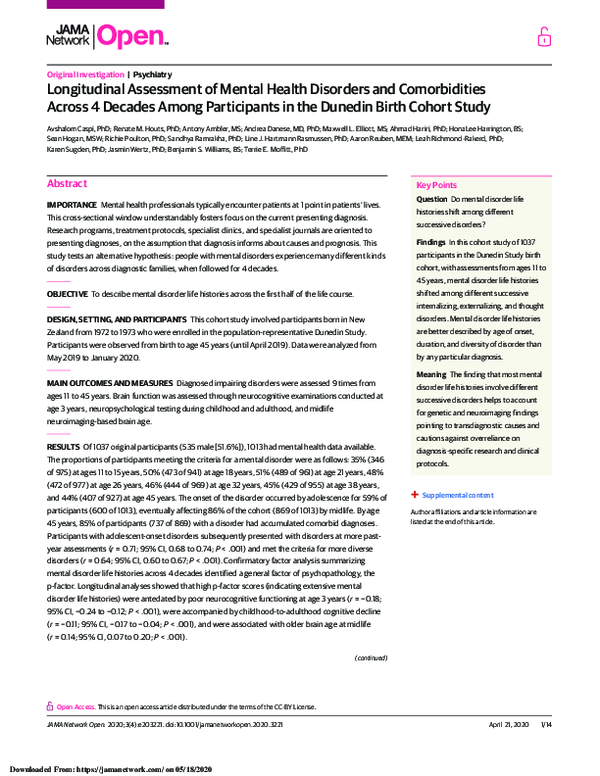 (PDF) Longitudinal Assessment of Mental Health Disorders and ...