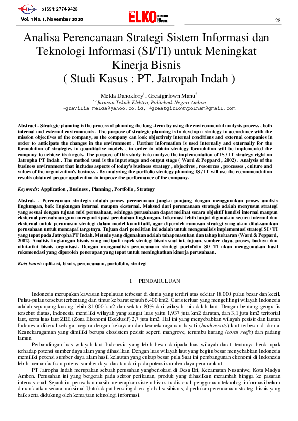 (PDF) Analisa Perencanaan Strategi Sistem Informasi dan Teknologi ...