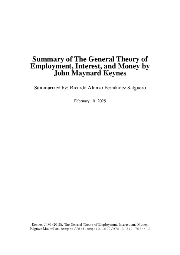 (PDF) Summary of The General Theory of Employment Interest and Money by ...