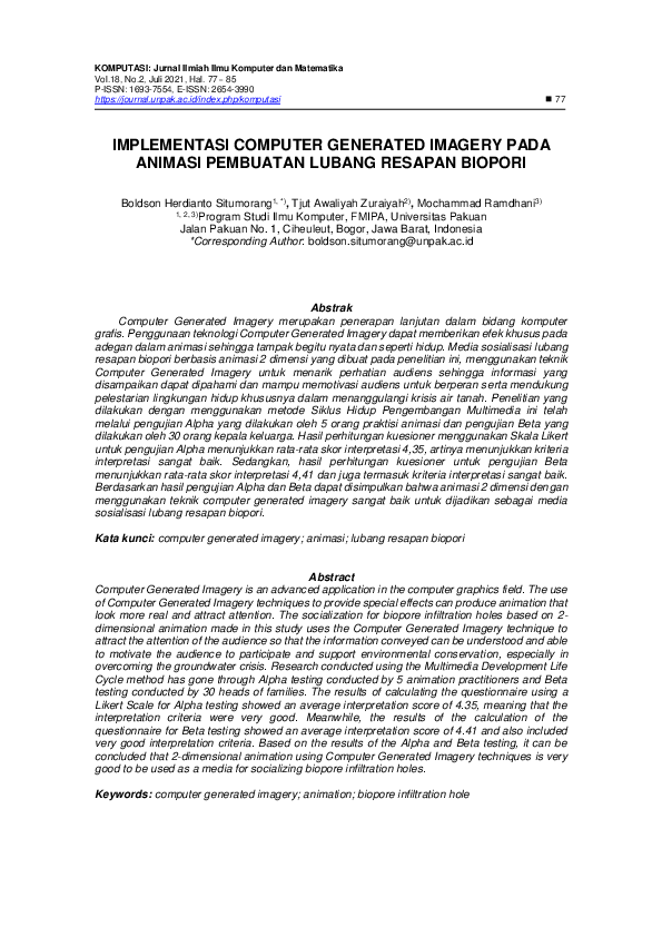(PDF) Implementasi Computer Generated Imagery Pada Animasi Pembuatan ...
