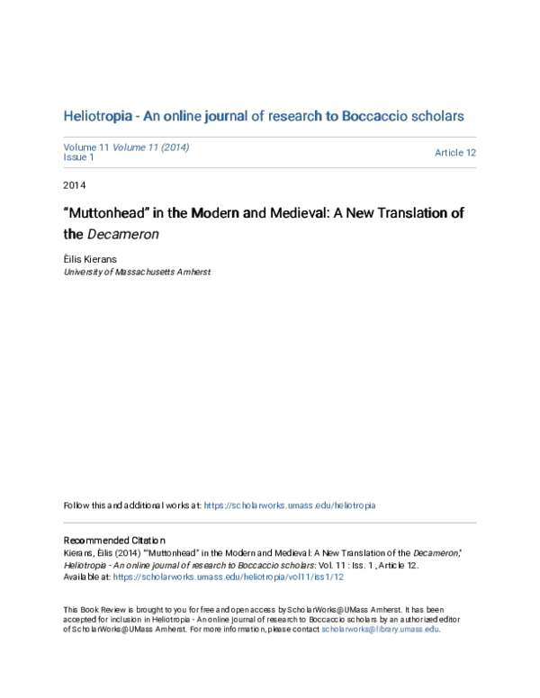 (PDF) “Muttonhead” in the Modern and Medieval: A New Translation of the ...