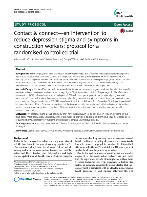 (PDF) Contact & connect—an intervention to reduce depression stigma and ...