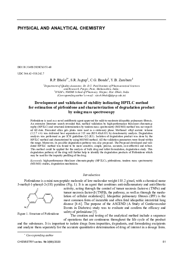 (PDF) Development and validation of stability indicating HPTLC method for estimation of ...