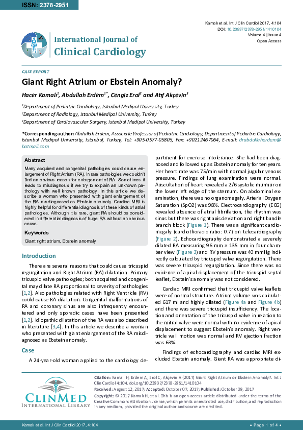 (PDF) Giant Right Atrium or Ebstein Anomaly?