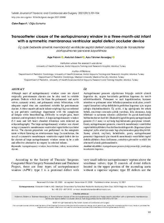 (PDF) Transcatheter closure of the aortopulmonary window in a three ...