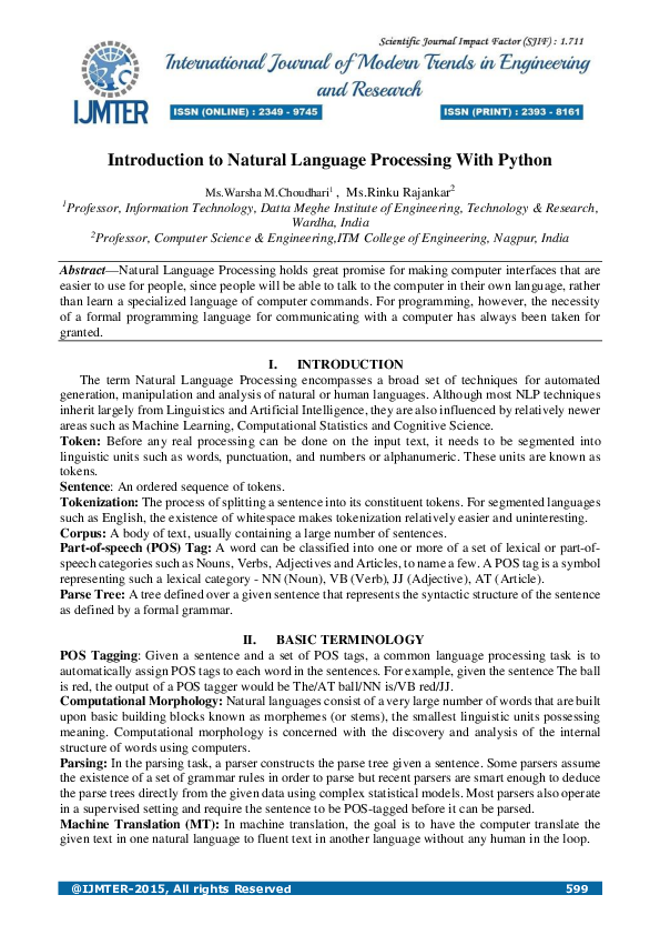 (PDF) Introduction to Natural Language Processing With Python