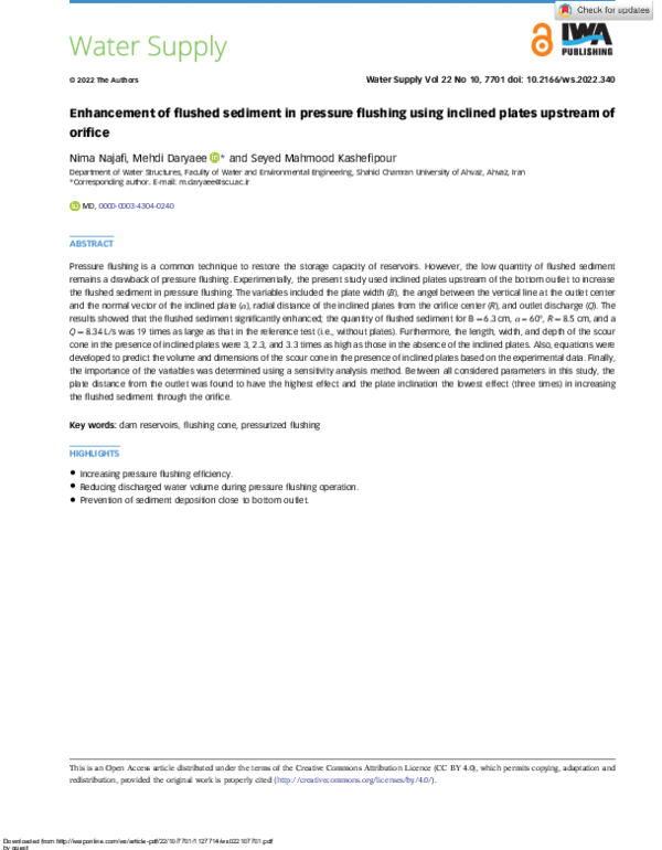 (PDF) Enhancement of flushed sediment in pressure flushing using ...