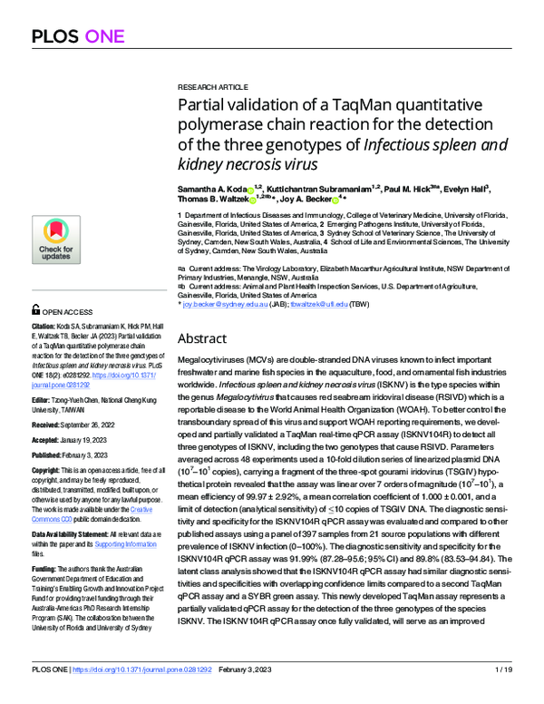 (PDF) Partial validation of a TaqMan quantitative polymerase chain reaction for the detection of ...