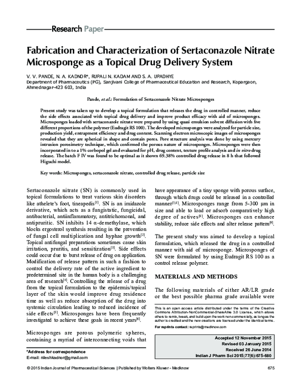 (PDF) Fabrication and characterization of sertaconazole nitrate ...