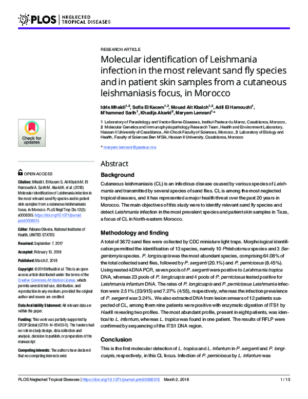 (PDF) Molecular identification of Leishmania infection in the most ...