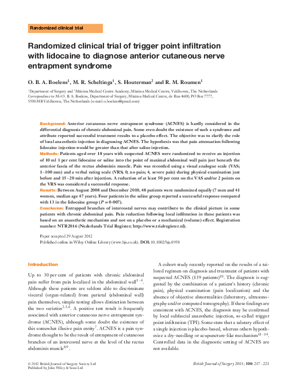 (PDF) Randomized clinical trial of trigger point infiltration with ...