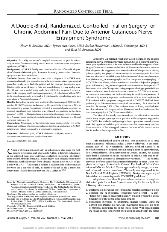 (PDF) A Double-Blind, Randomized, Controlled Trial on Surgery for ...