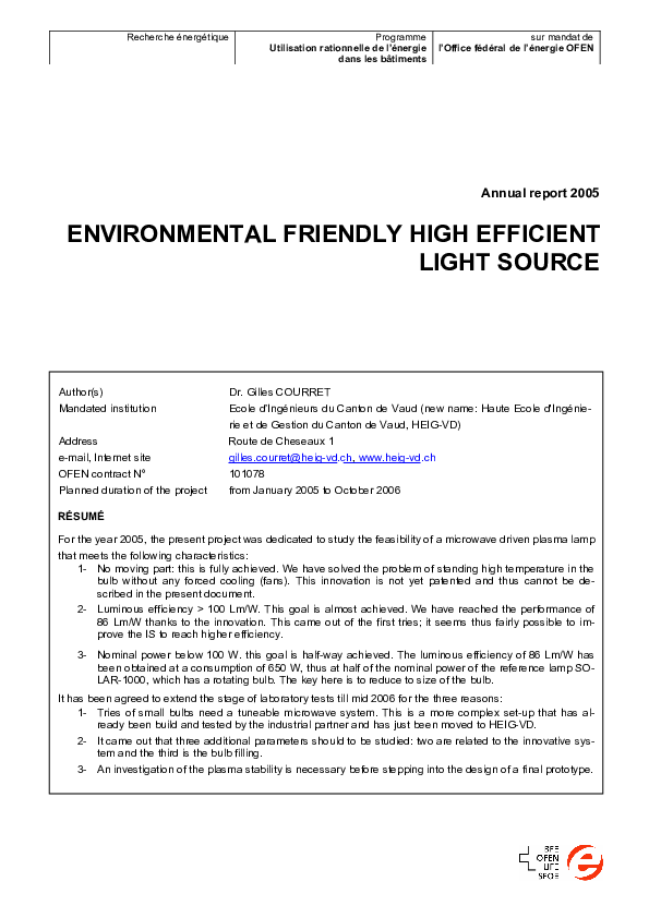 (PDF) Environmental Friendly High Efficient Light Source