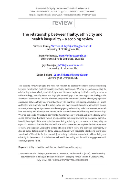(PDF) The relationship between frailty, ethnicity and health inequality ...