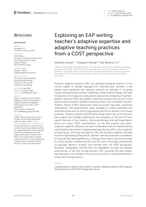 (PDF) Exploring an EAP writing teacher's adaptive expertise and ...