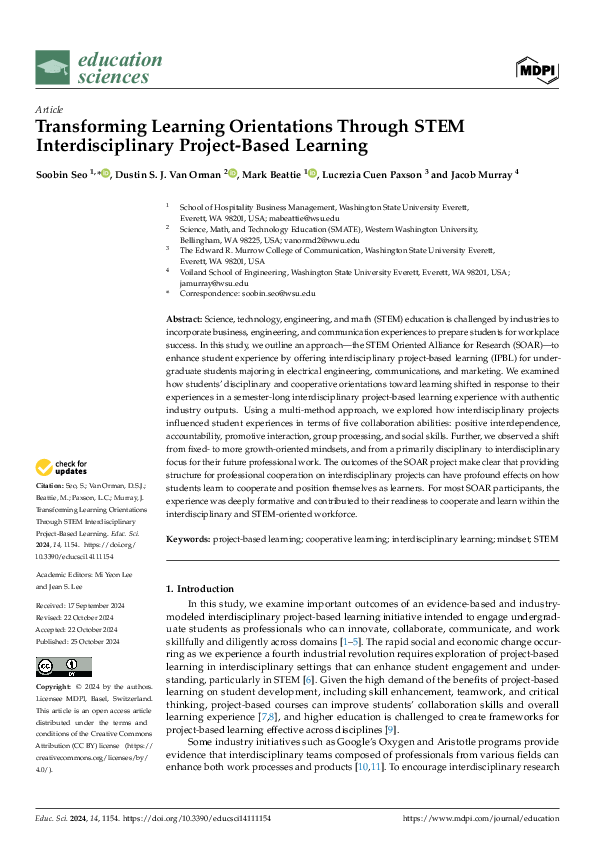 (PDF) Transforming Learning Orientations Through STEM Interdisciplinary ...