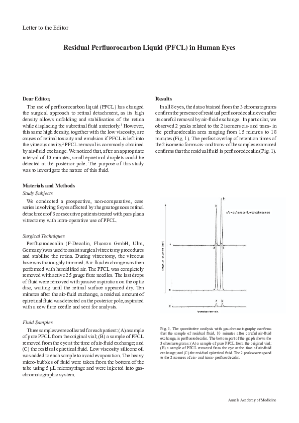 (PDF) Residual Perfluorocarbon Liquid (PFCL) in Human Eyes