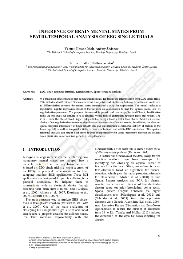 (PDF) Inference of Brain Mental States from Spatio-Temporal Analysis of ...