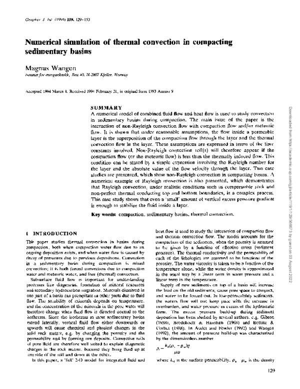 (PDF) Numerical simulation of thermal convection in compacting sedimentary basins