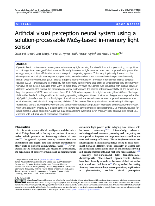 (PDF) Artificial visual perception neural system using a solution-processable MoS2-based in ...