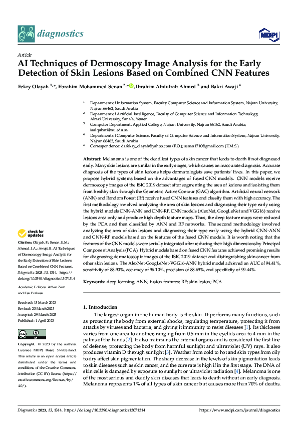(PDF) AI Techniques of Dermoscopy Image Analysis for the Early Detection of Skin Lesions Based ...