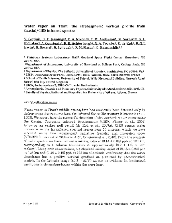 (PDF) Water vapor on Titan: the stratospheric vertical profile from ...