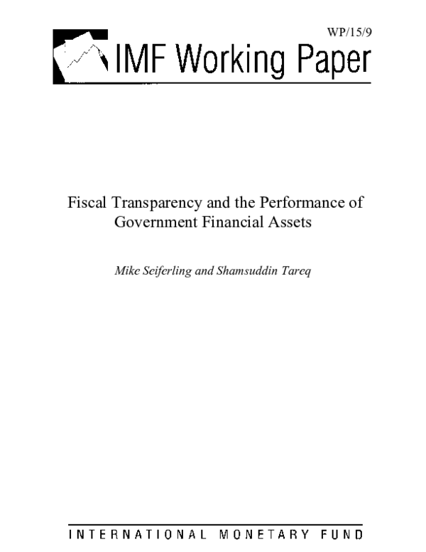 (PDF) Fiscal Transparency and the Performance of Government Financial Assets