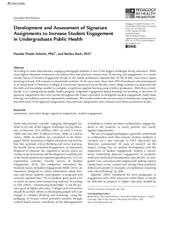 (PDF) Development and Assessment of Signature Assignments to Increase ...