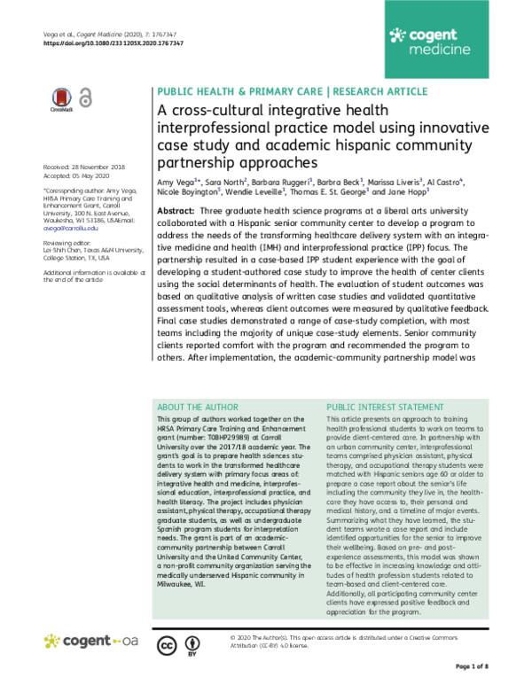(PDF) A cross-cultural integrative health interprofessional practice ...